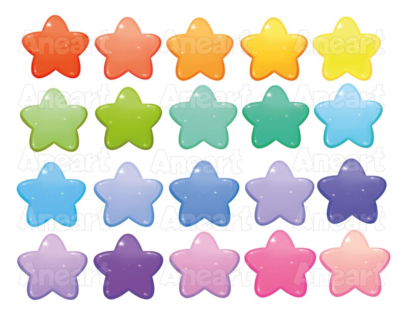 Stars Clip Art, Cute Stars Png, Rainbow Stars Clip Art, Galaxy Clip Art ...