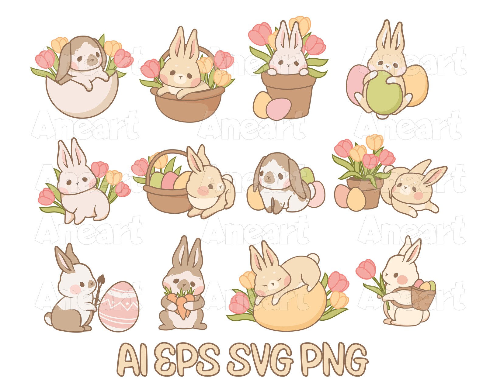 Cute Easter Bunny Png, Bunny With Flowers,easter Png, Floral Bunny ...