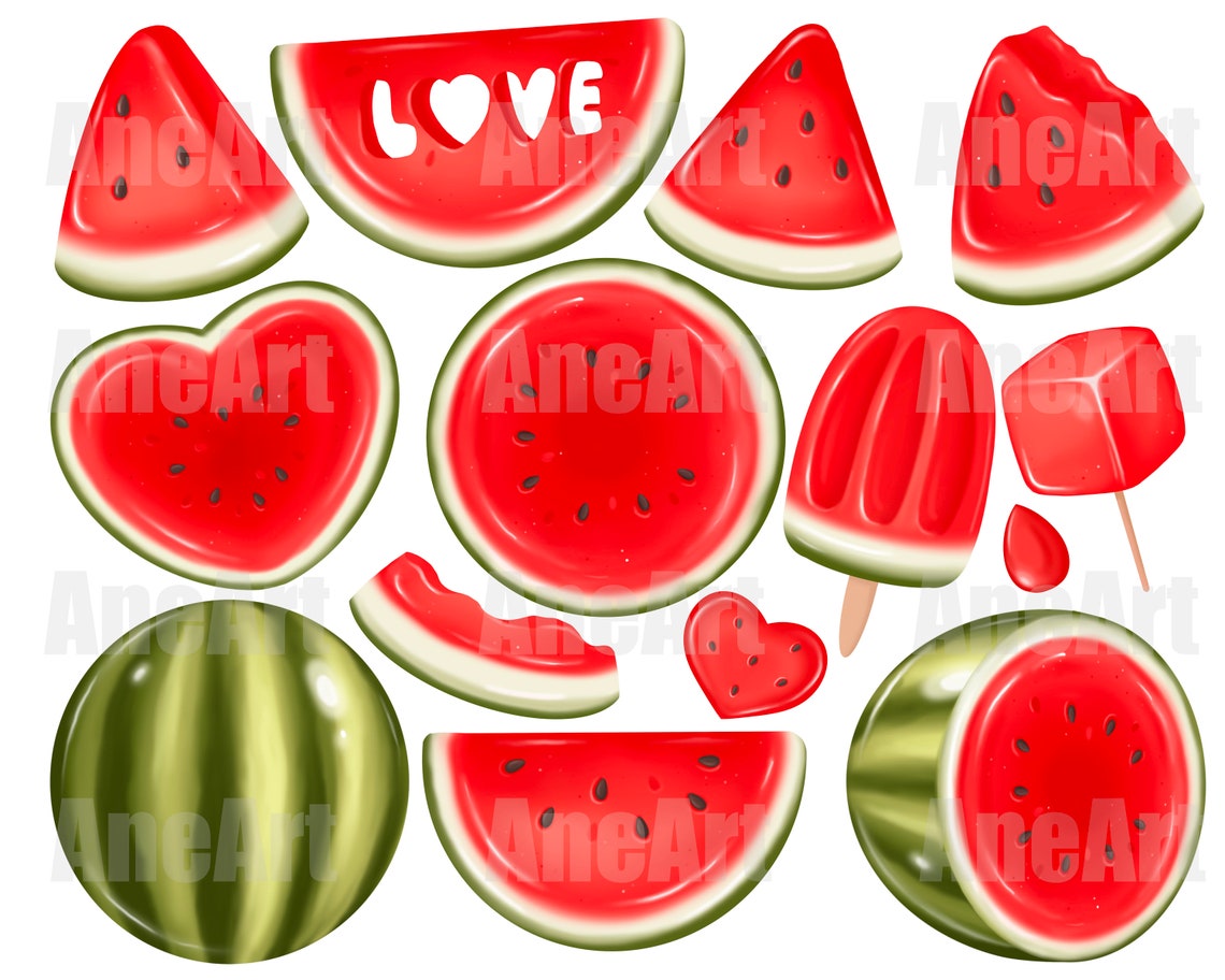 Cute Watermelon Clip Art Kawaii Watermelon Png Watermelon - Etsy