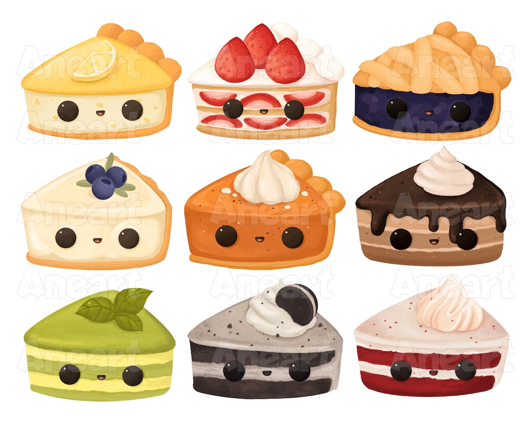 Cute Kawaii Cake Clip Art, Desserts Clip Art, Cute Food Clip Art, Cake ...