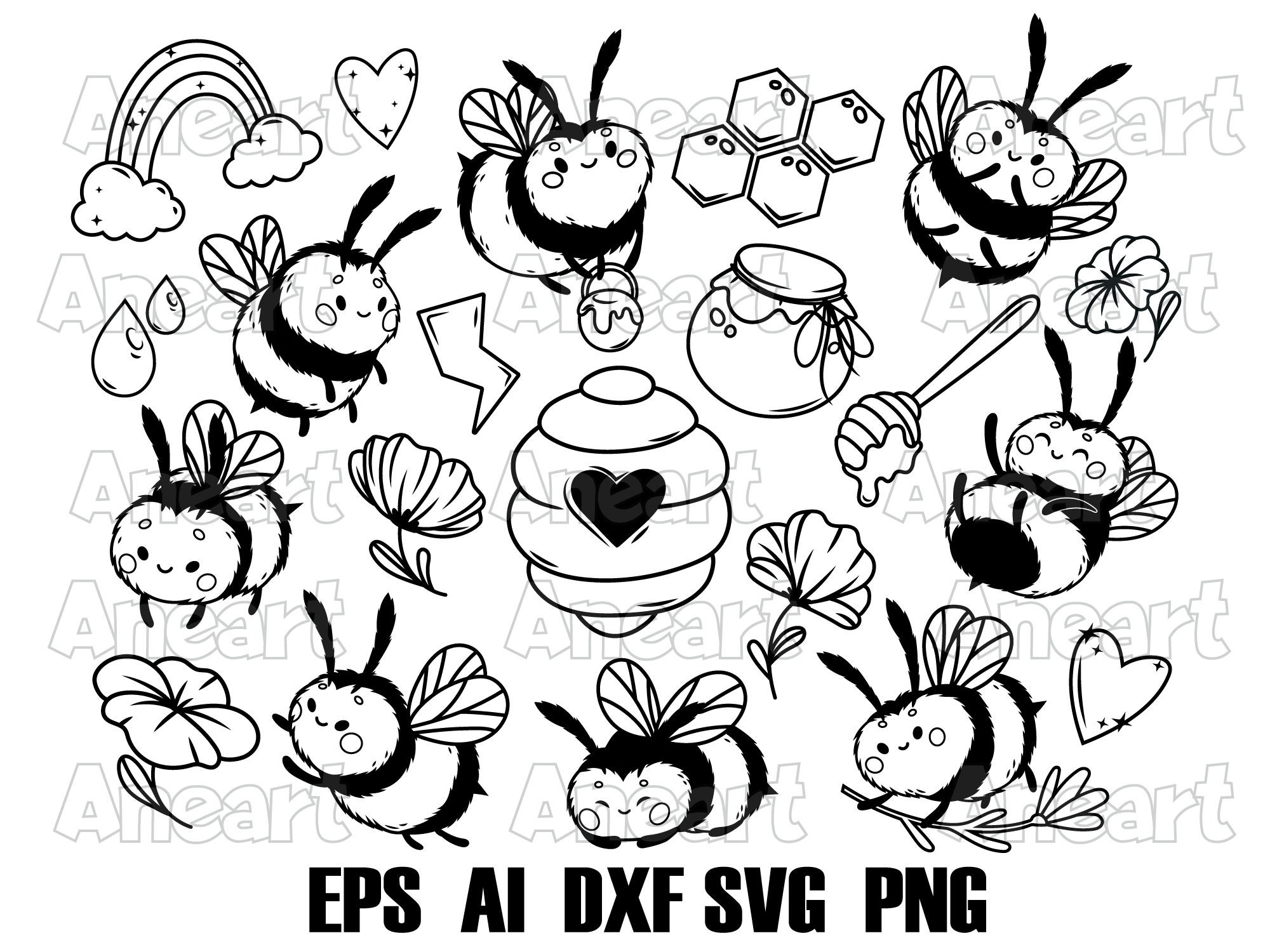 Abeja SVG, Abeja de miel SVG, Abeja PNG, Panal svg, Clip art de abeja ...