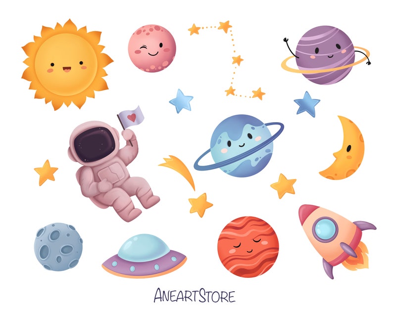 Space Clipart Planets Clipart Astronaut Clipart Space Digital Print ...
