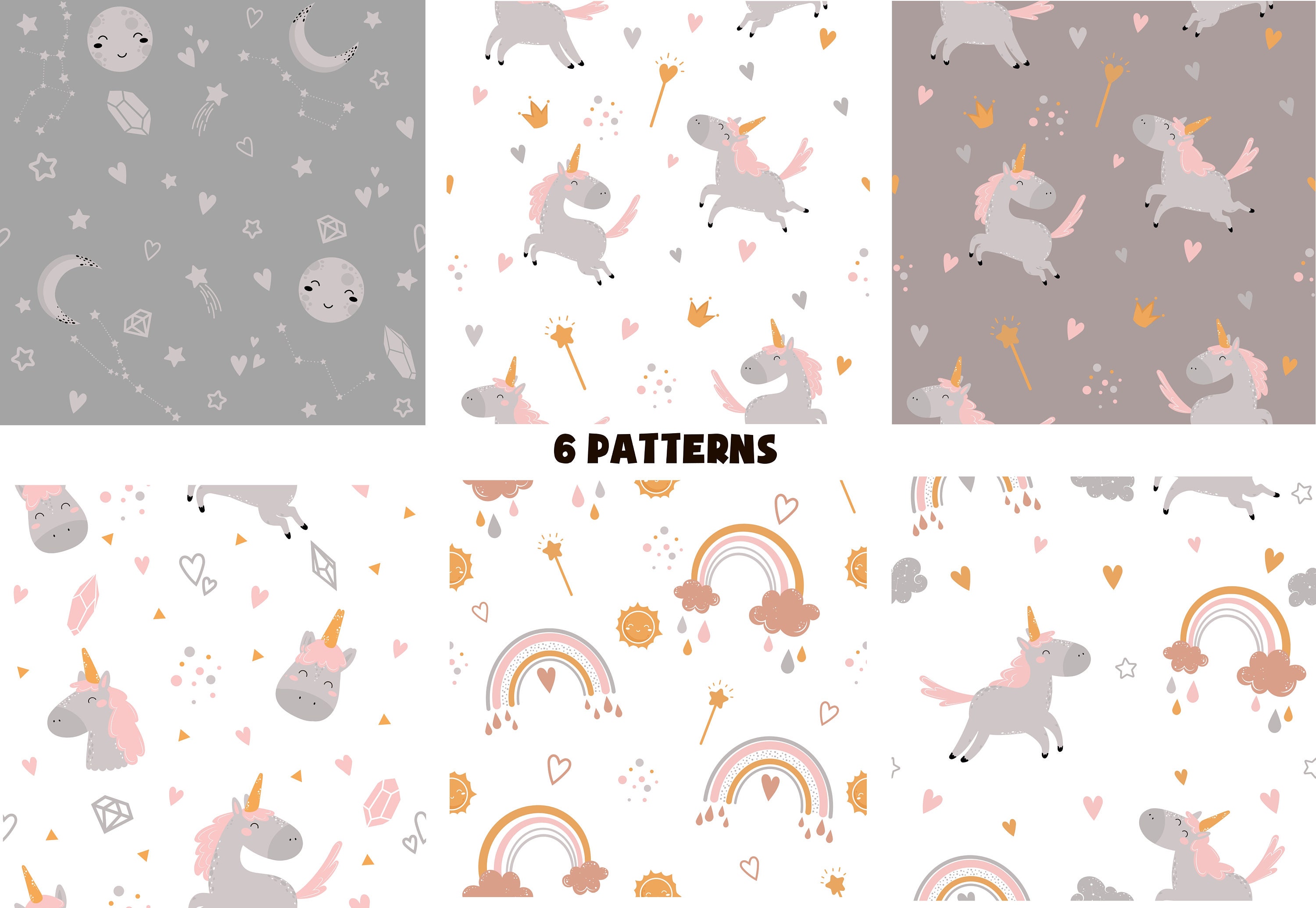 Unicorn Clipart Rainbow Clipart Unicorn Digital Paper Magical - Etsy