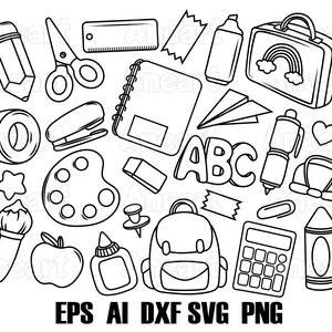 School Clip Art, Kawaii School Svg, School Supplies Svg, Stationery ...