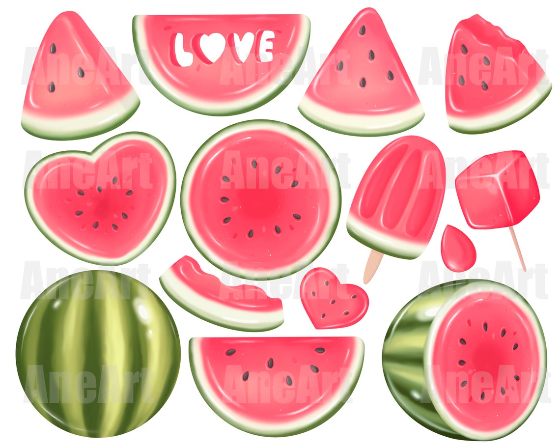 Cute Watermelon Clip Art Kawaii Watermelon Cute Fruit - Etsy