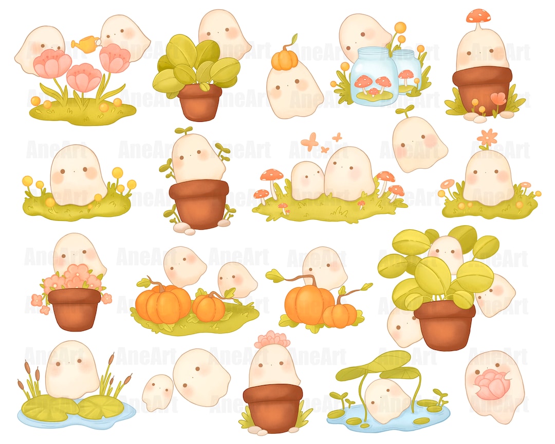 Cute Ghost Clip Art, Floral Ghost Png, Halloween Clip Art, Halloween ...