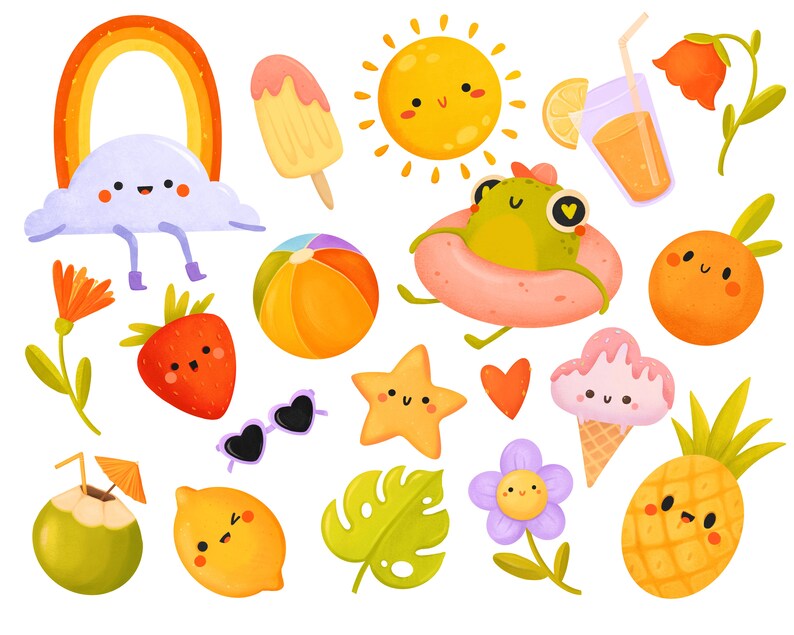 Summer Clipart Season Clipart Pool Party Tropical Set - Etsy