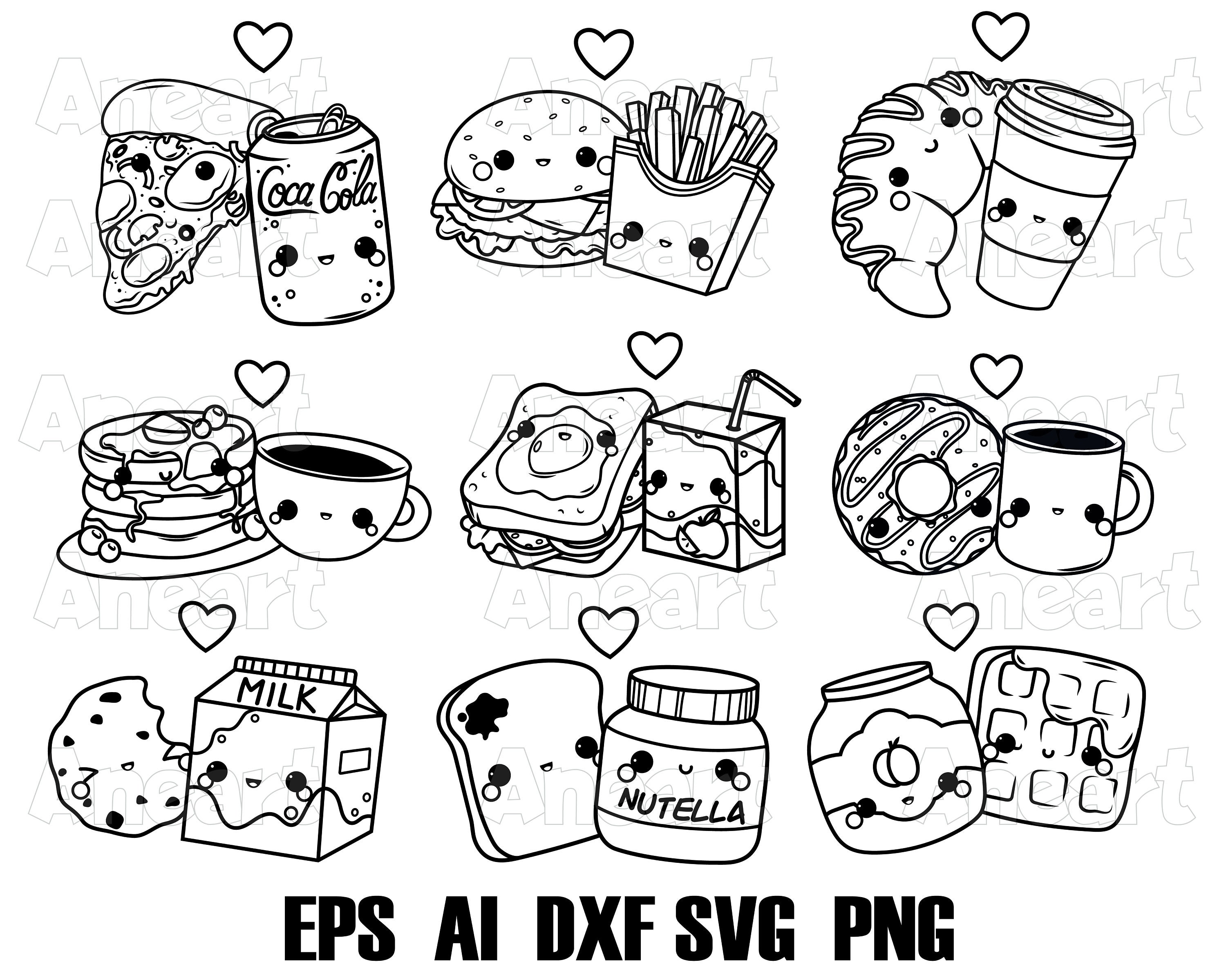 Kawaii Valentines Food Pairs Svg, Valentines Food Svg, Friendship Svg ...