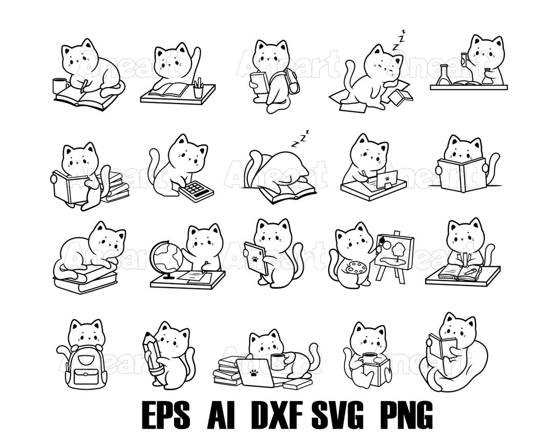 School Cat Svg, Back to School Svg, Cat Svg, School Svg, Teacher Clip ...