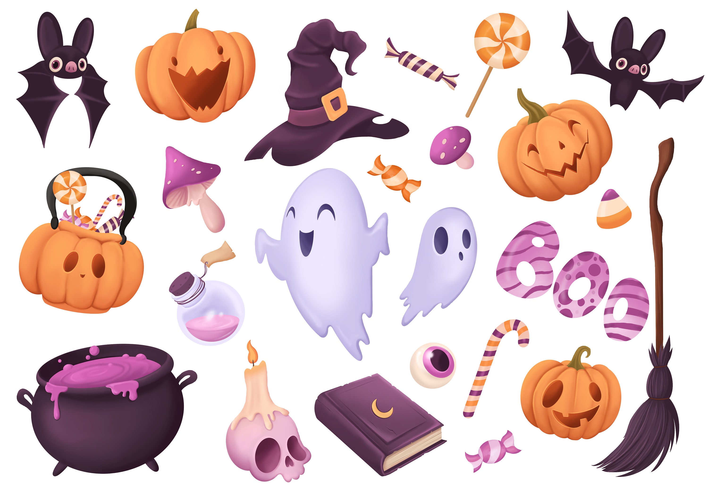 Halloween Clipart Set - Witch - Magic - Occult - Candy Corn - Pumpkin ...
