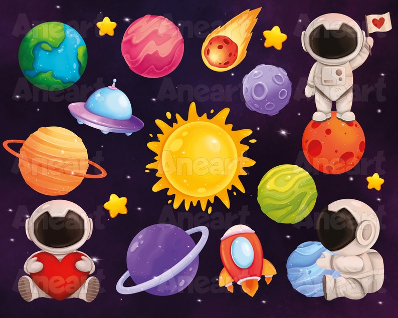 Space Clip Art, Astronaut Clip Art, Outer Space Clip Art, Planets Clip ...
