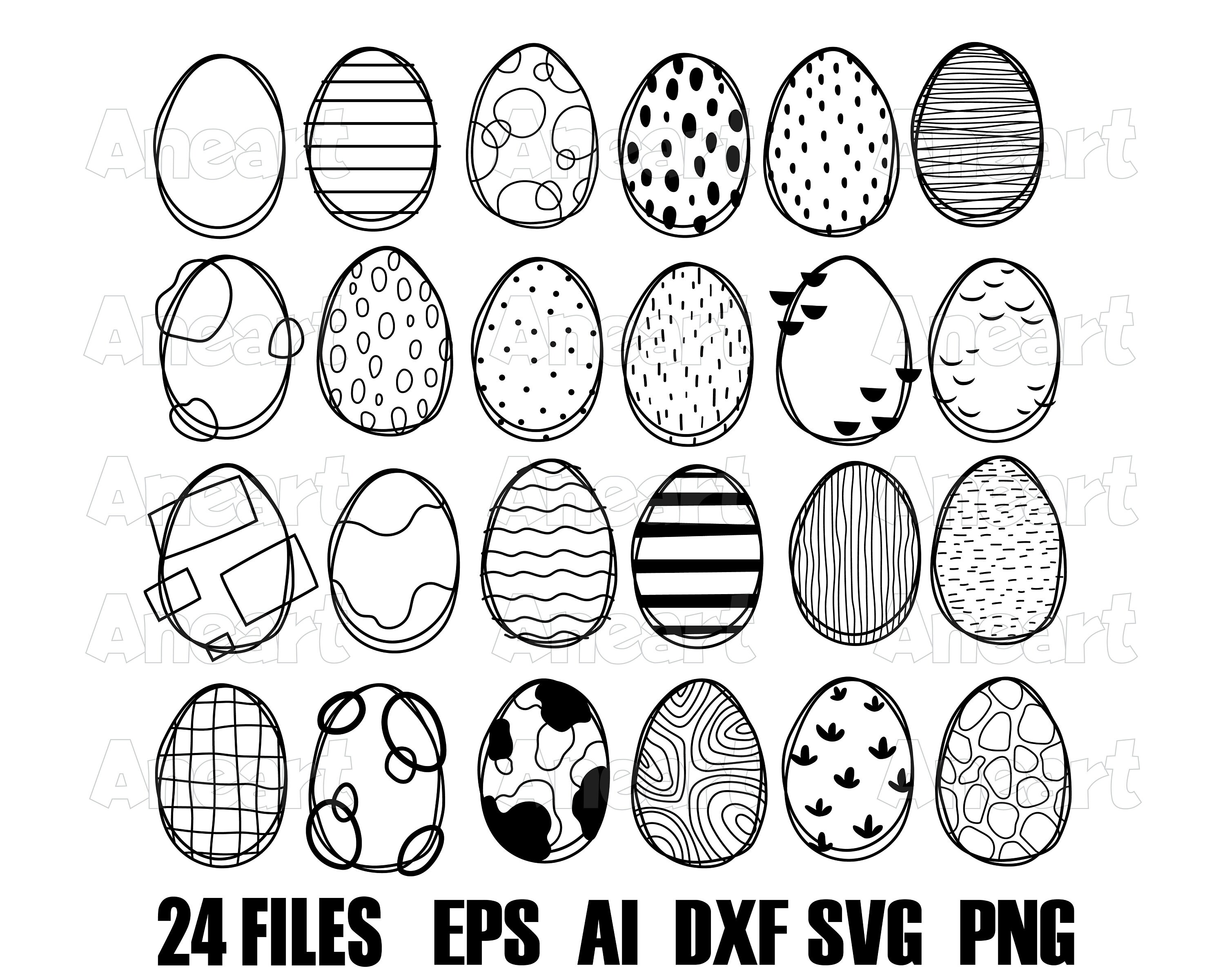 Easter Egg Bundle Svg Laser Cut File, Eggs Svg, Egg Outline, Happy ...