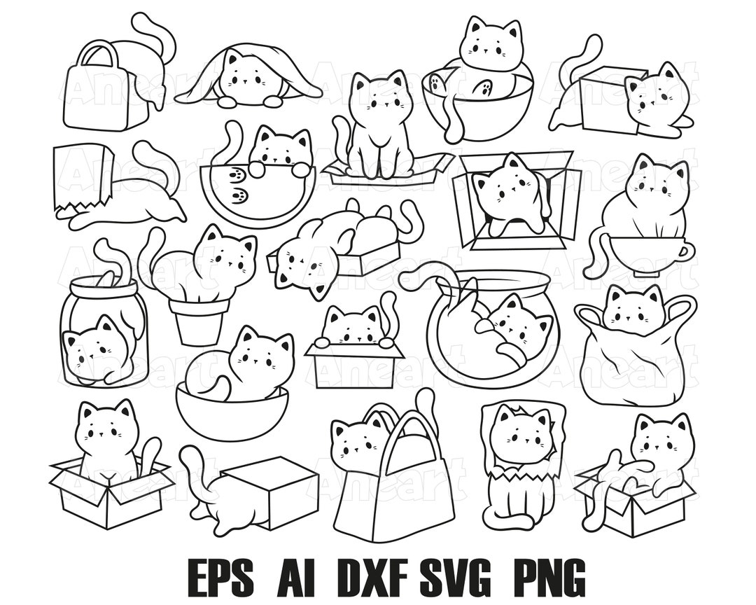 Cute Cat Svg, Cat in a Box Svg, Funny Cat Png, Cat Lover, Cat Svg, Cat ...