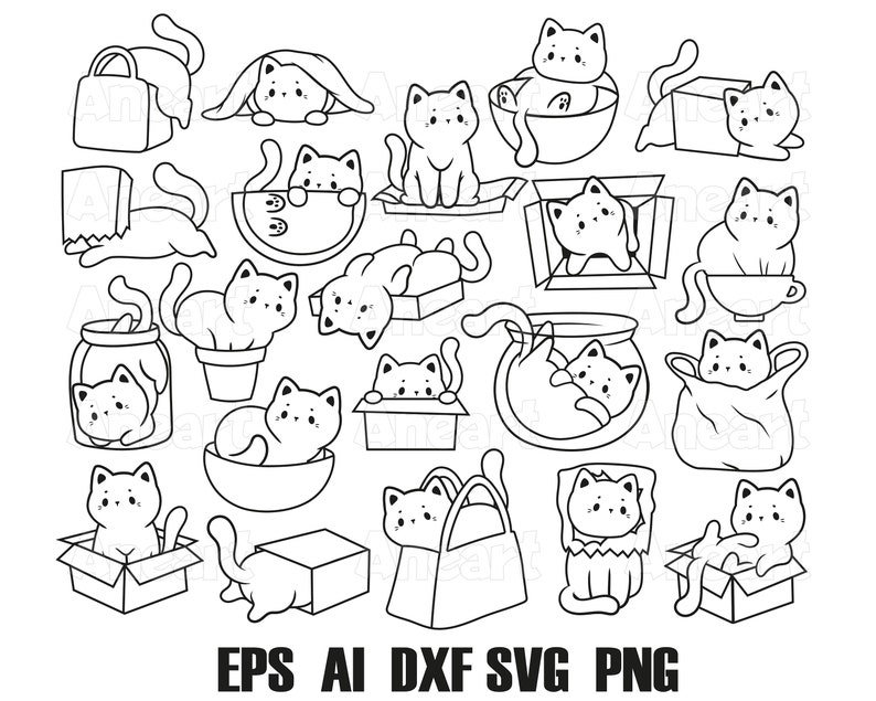Cute Cat Svg, Cat in a Box Svg, Funny Cat Png, Cat Lover, Cat Svg, Cat ...