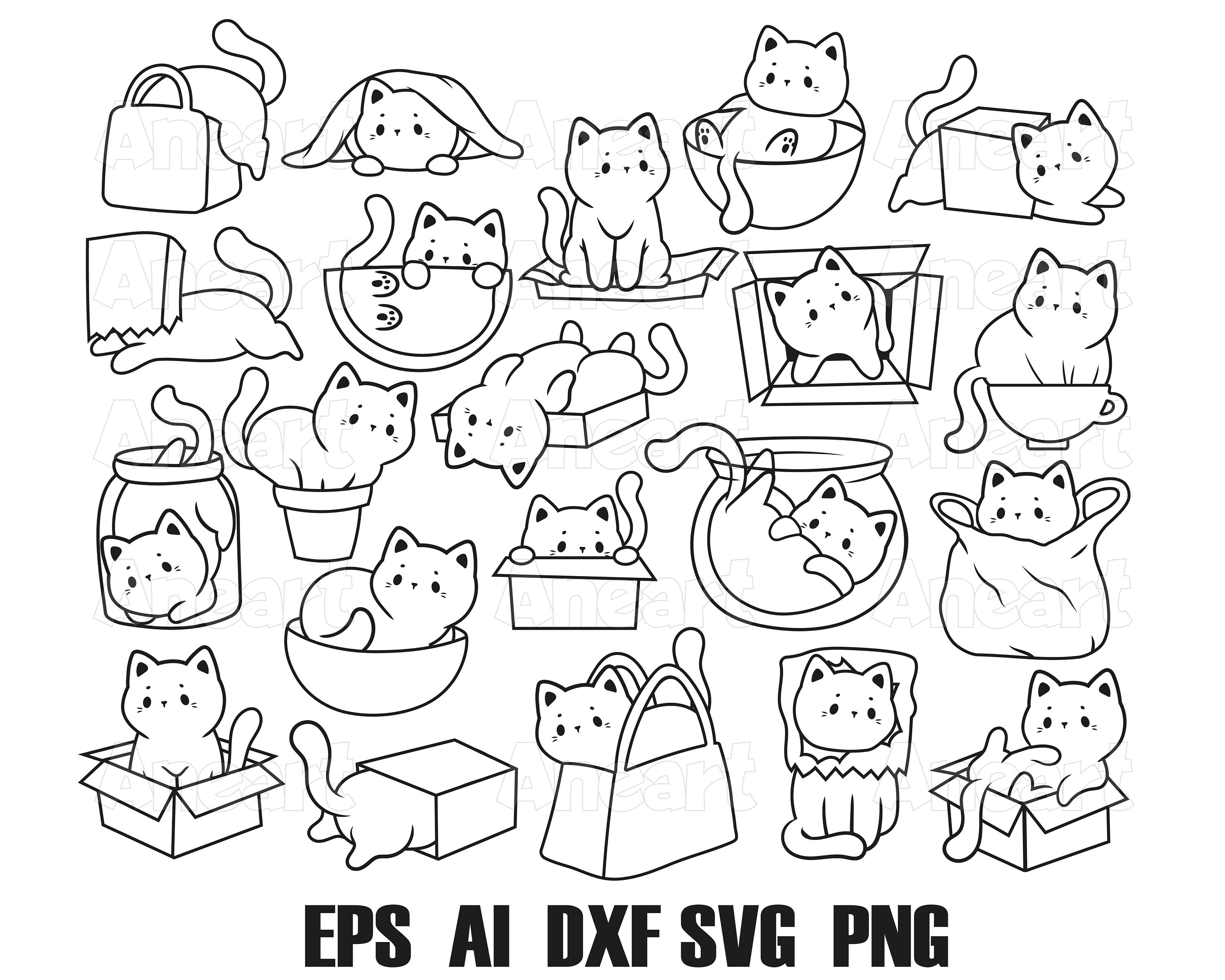 Cute Cat Svg, Cat in a Box Svg, Funny Cat Png, Cat Lover, Cat Svg, Cat ...