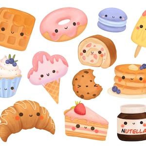 Kawaii Desserts Clipart Set - Kawaii Food - Cute Food - Cakes - Cupcake ...