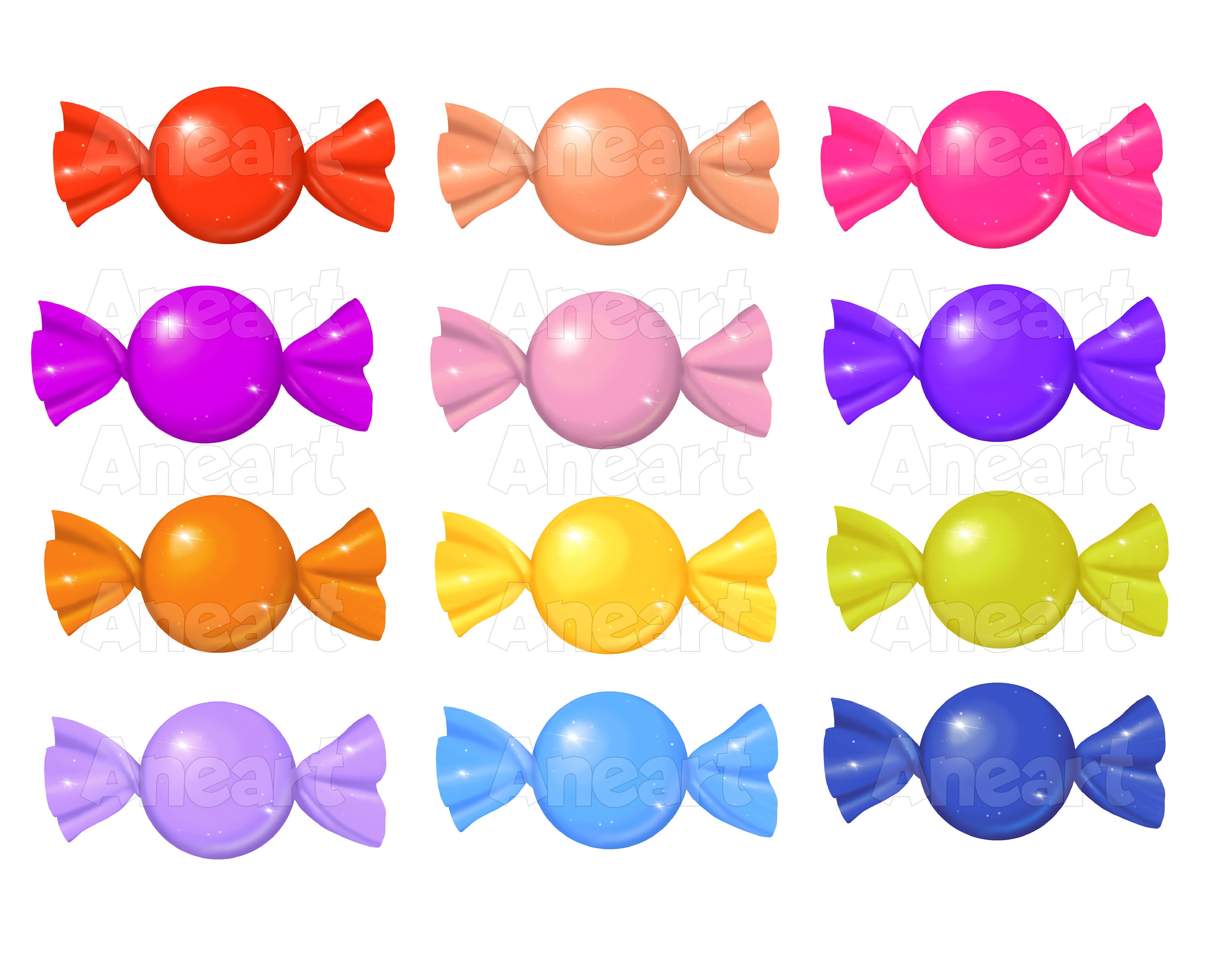Candy Clip Art, Rainbow Candy Clip Art, Candy Png, Lollipop Png, Sweets ...