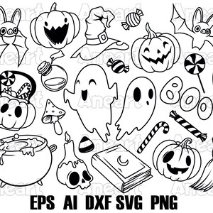 Halloween Clip Art, Cute Halloween Clipart, Pumpkin Svg, Ghost Svg, Bat ...