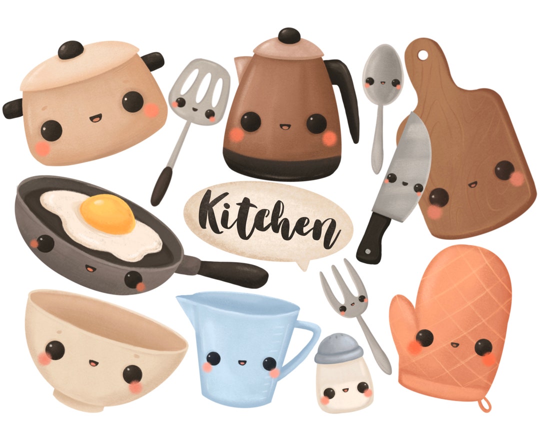 Kitchen Clip Art, Kawaii Kitchen Clip Art, Cooking Clip Art, Utensils ...