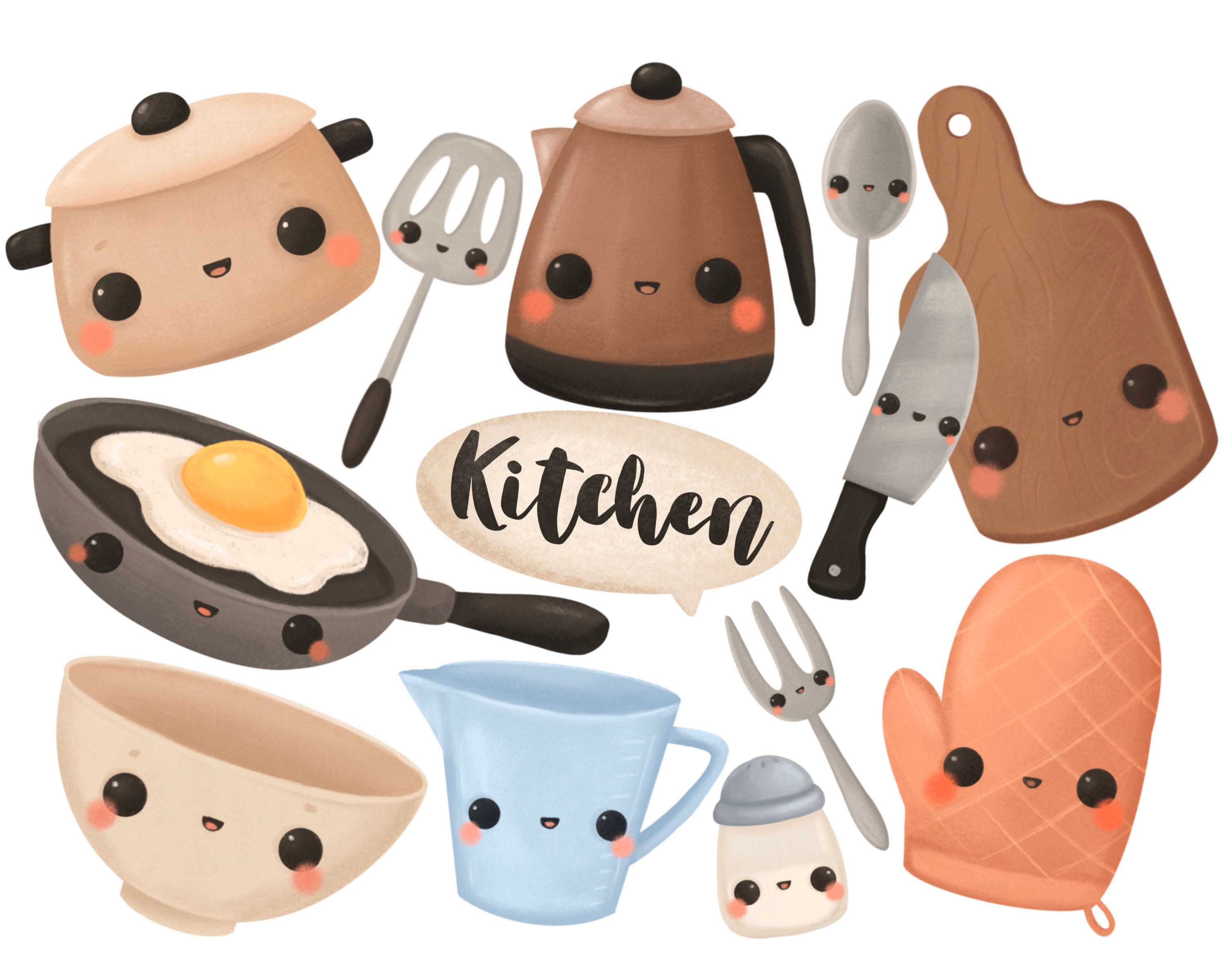 Kitchen Clip Art, Kawaii Kitchen Clip Art, Cooking Clip Art, Utensils ...