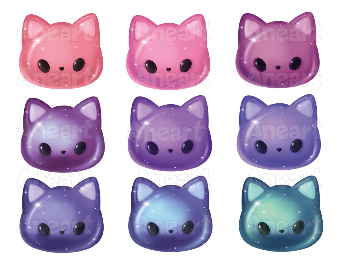 Cute Cats Clip Art, Galaxy Cats Clip Art, Kawaii Cats Clip Art, Kitten ...