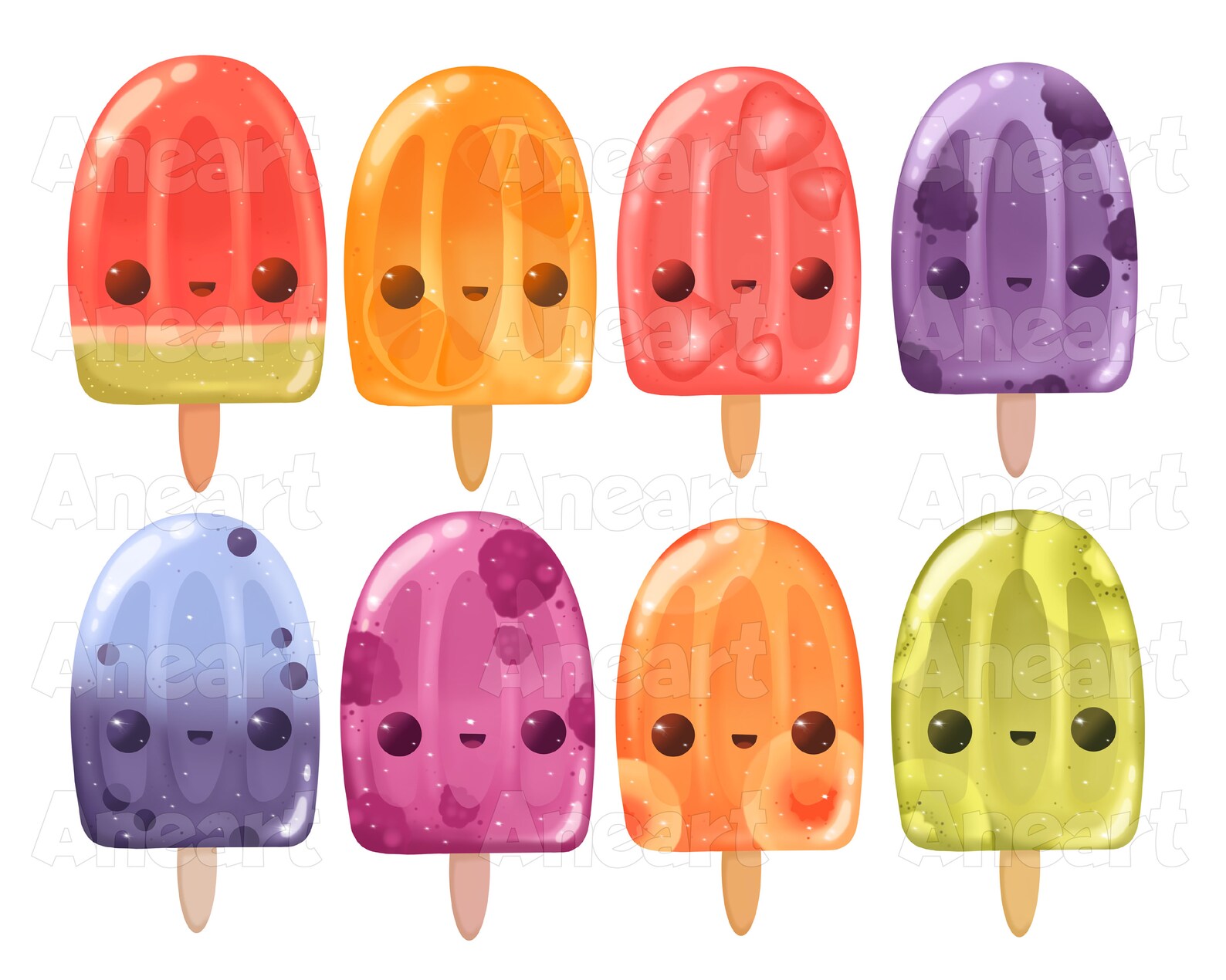 Cute Ice Cream Clip Art, Kawaii Ice Cream Clip Art, Food Clipart ...