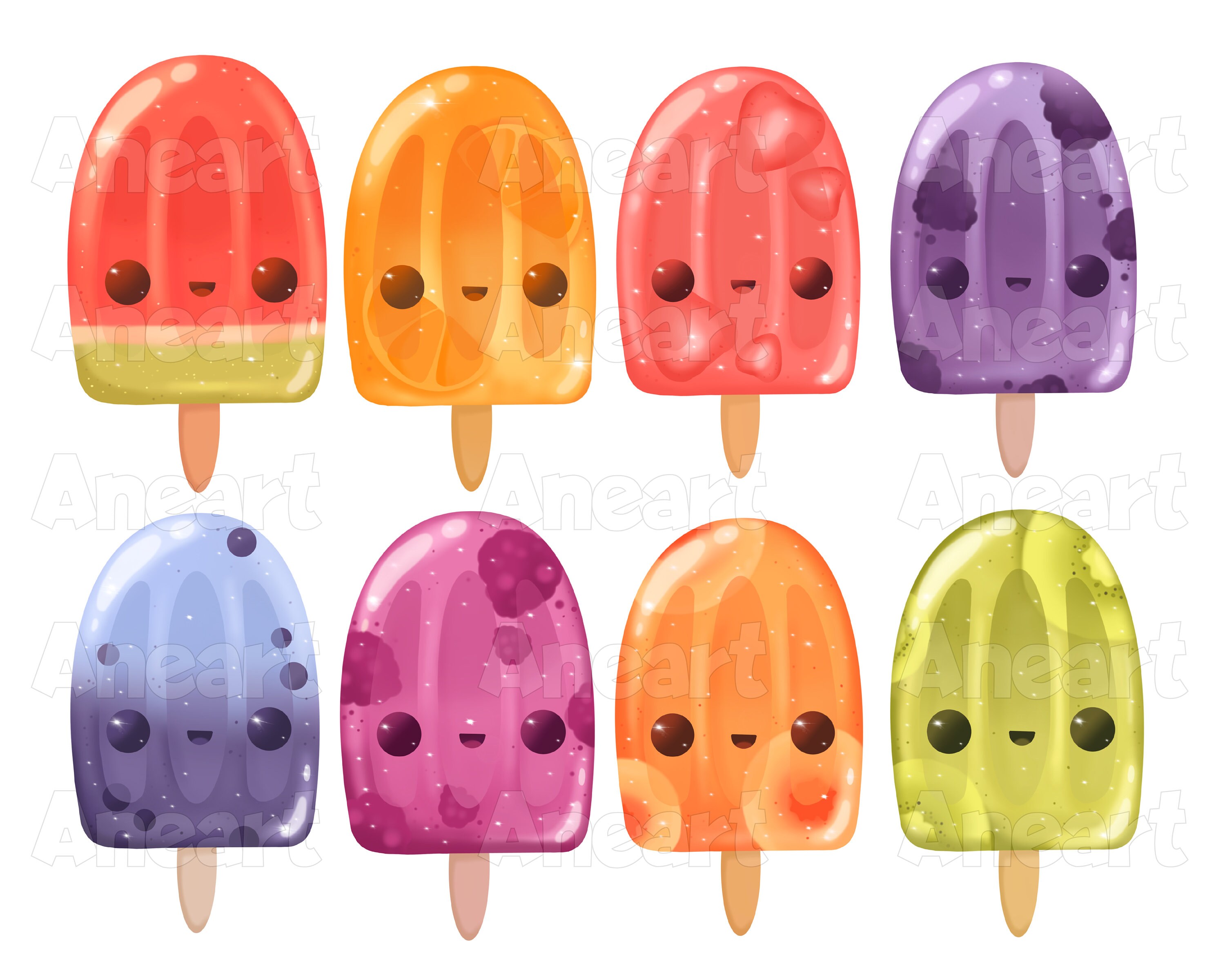 Cute Ice Cream Clip Art, Kawaii Ice Cream Clip Art, Food Clipart ...