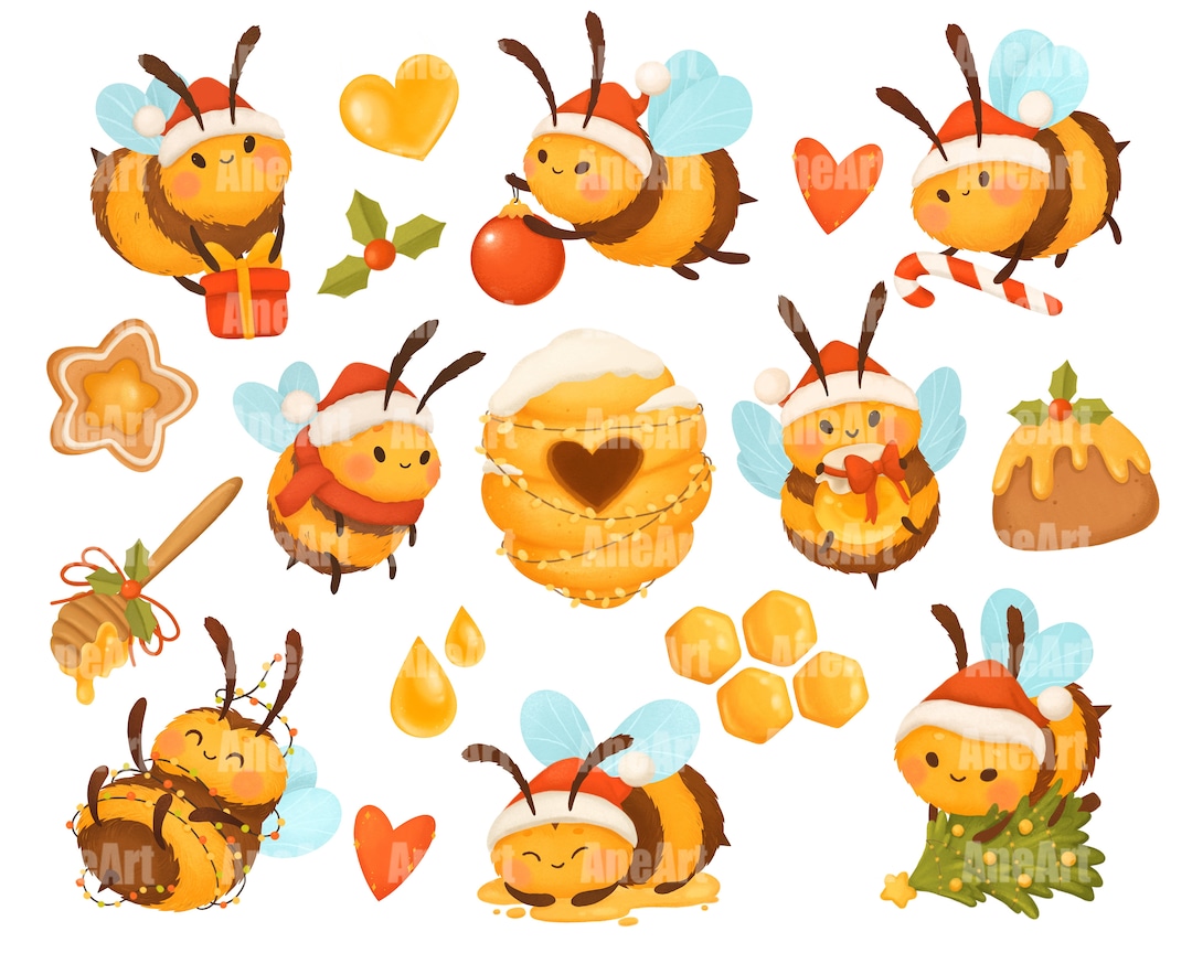 Christmas Clip Art, Christmas Bee, Honeybee Clip Art, Santa Bee Png ...