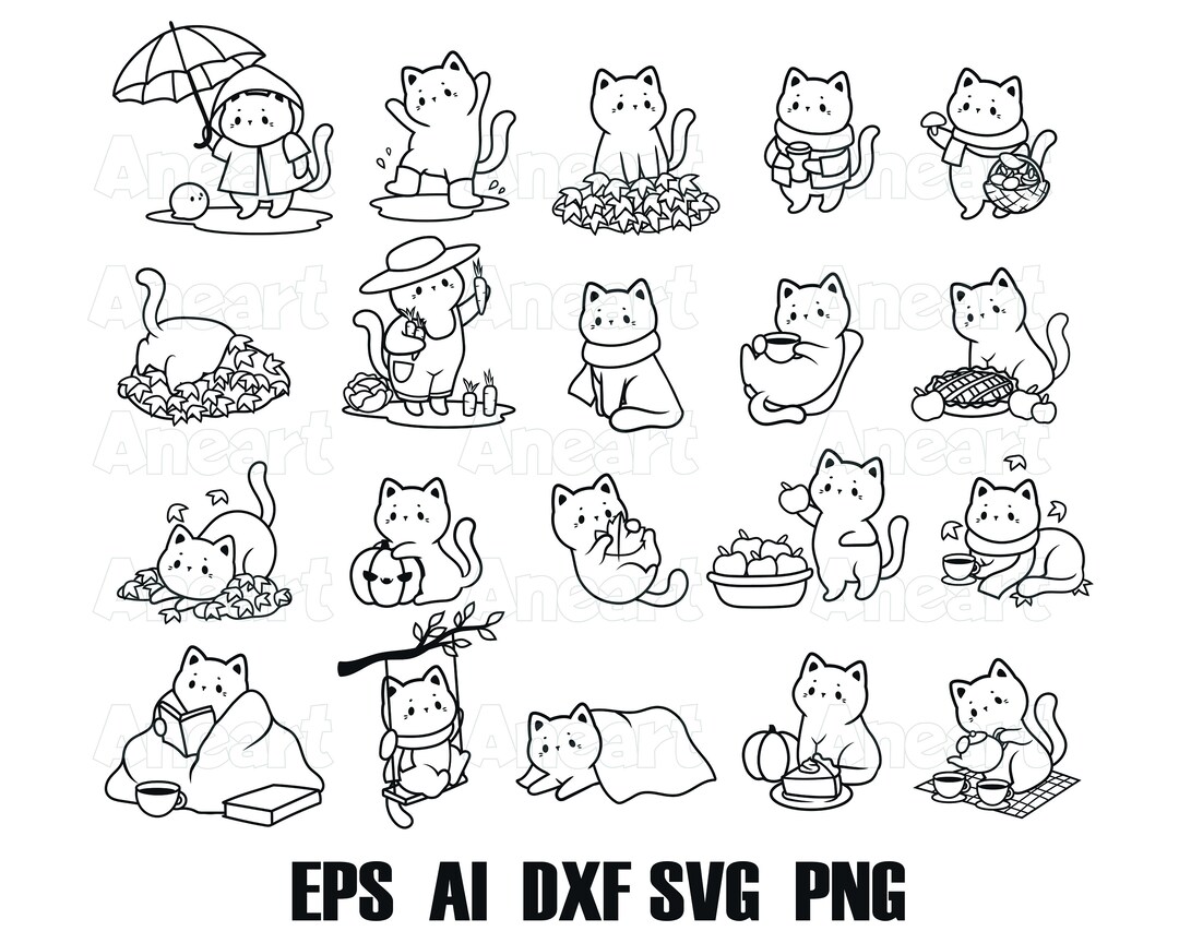 Fall Cat Svg, Autumn Cat Svg, Cat Svg, Funny Cat Clip Art, Halloween ...