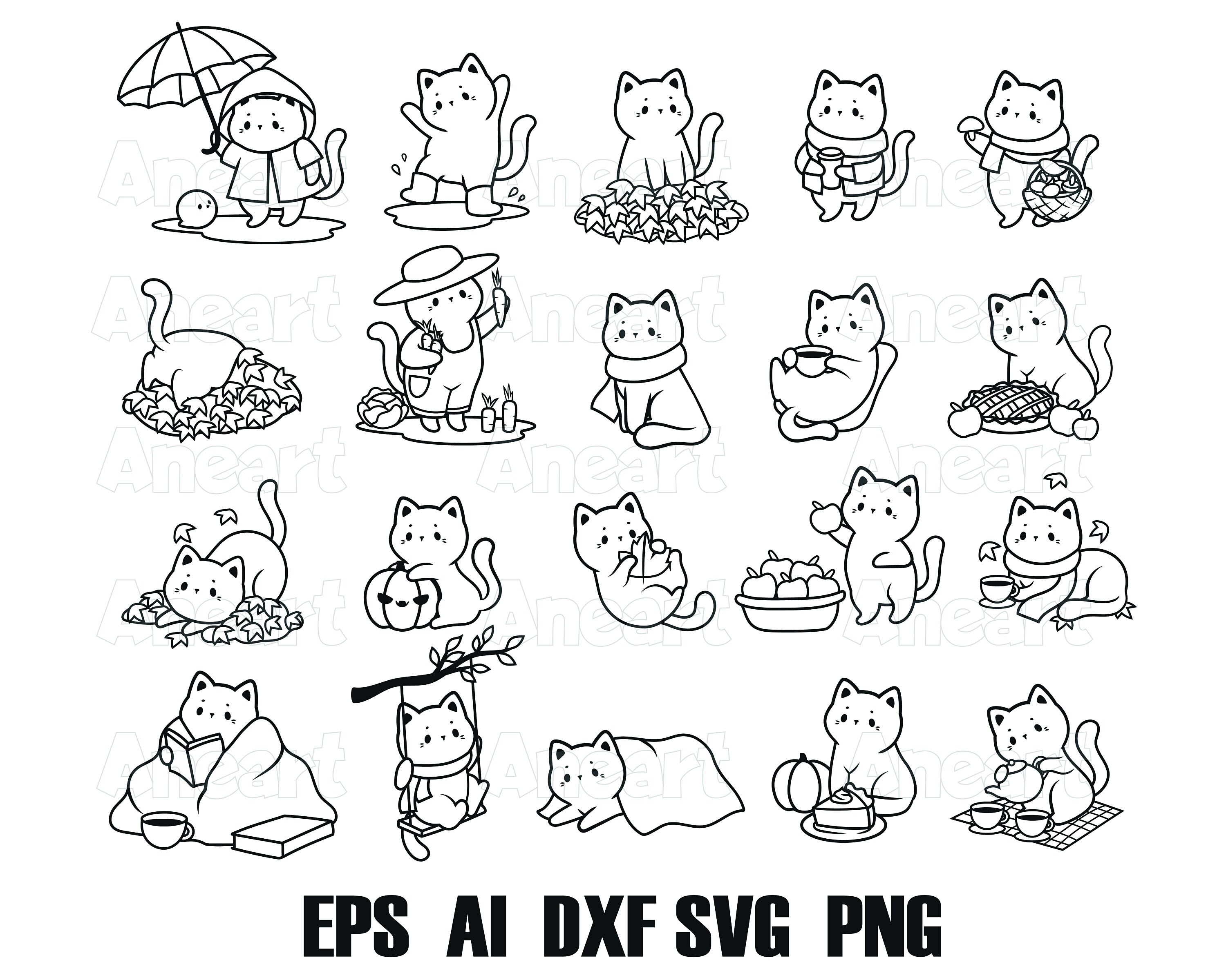 Fall Cat Svg, Autumn Cat Svg, Cat Svg, Funny Cat Clip Art, Halloween ...