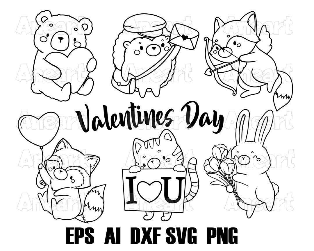 Valentines Animals Svg, Valentines Day Svg, Valentines Clip Art ...