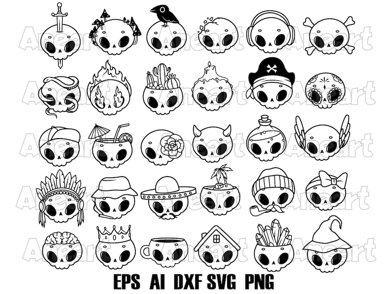 Cute Skull Svg, Skull Png, Skull Clip Art, Skull Vector, Halloween ...