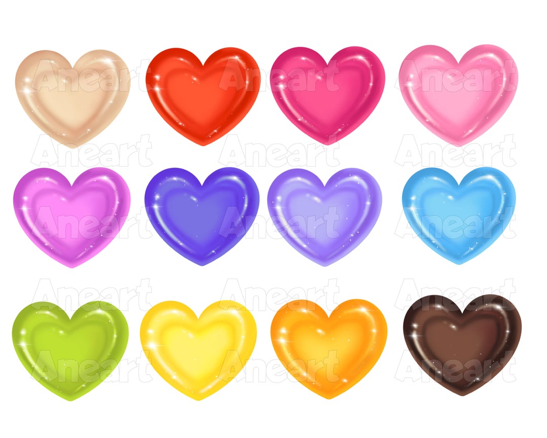 Shiny Hearts Clip Art, Rainbow Hearts Clip Art, Heart Png, Colorful ...