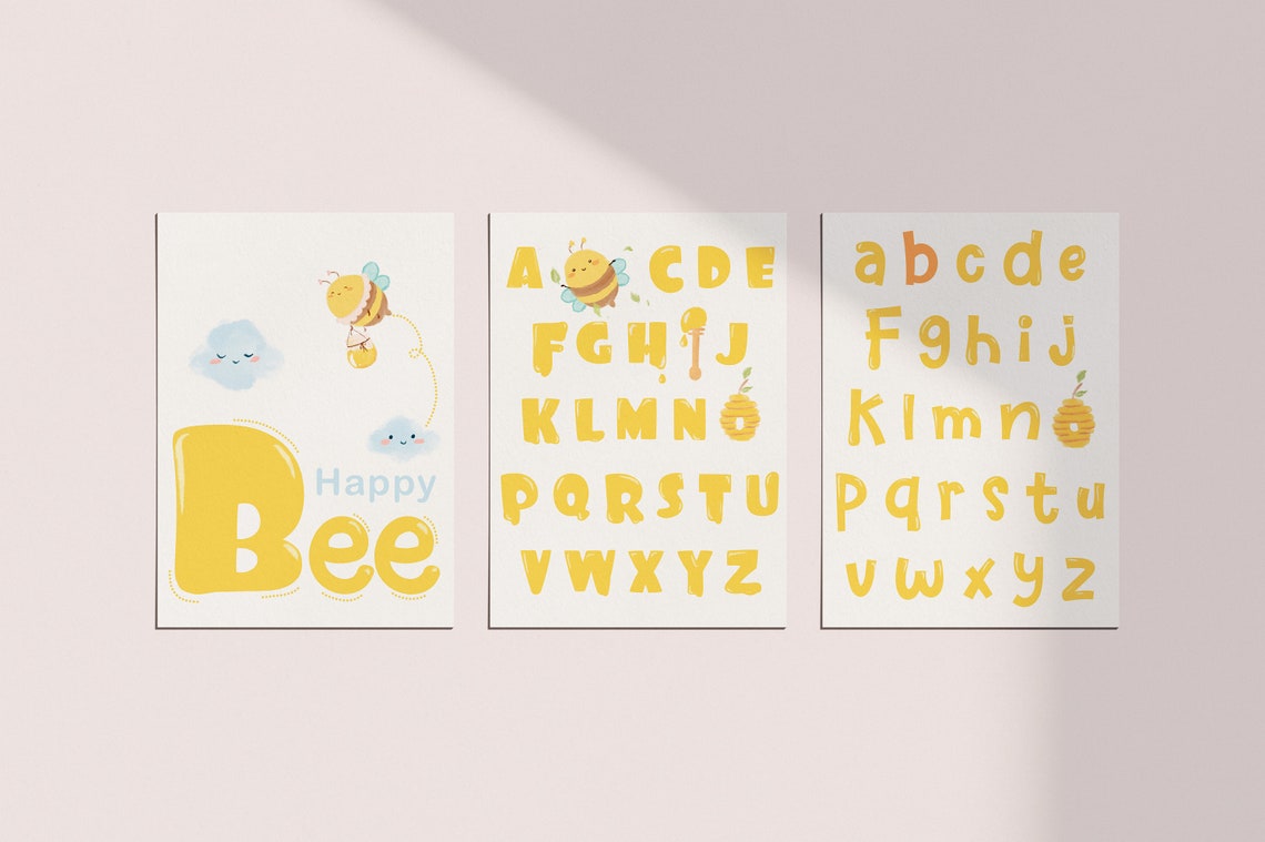 Bumble Bee Alphabet Poster, ABC Print, Honey Bee Decor, Bee Happy, Be ...