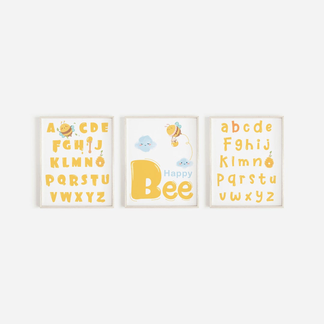 Bumble Bee Alphabet Poster, ABC Print, Honey Bee Decor, Bee Happy, Be ...