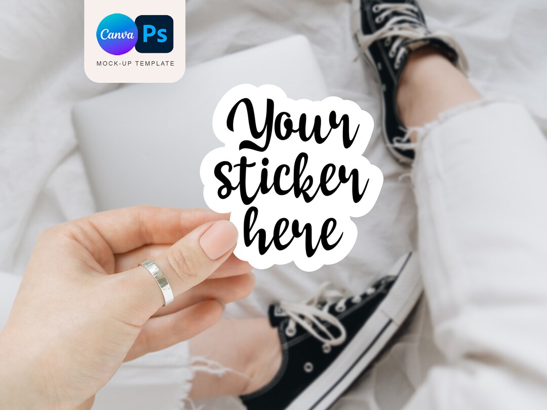 Sticker Mockup Canva, Photoshop Mockup, Decal Mockup, Hand Holding ...