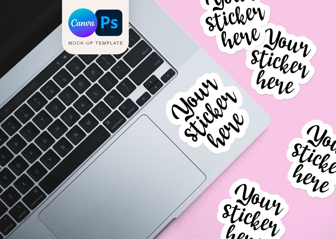 Laptop Sticker Mockup, Sticker Mockup PSD, Photoshop Mockup, Hand ...
