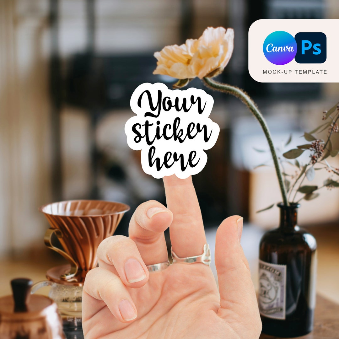 Sticker Mockup Canva, Finger Holding Sticker PNG, Photoshop Canva ...