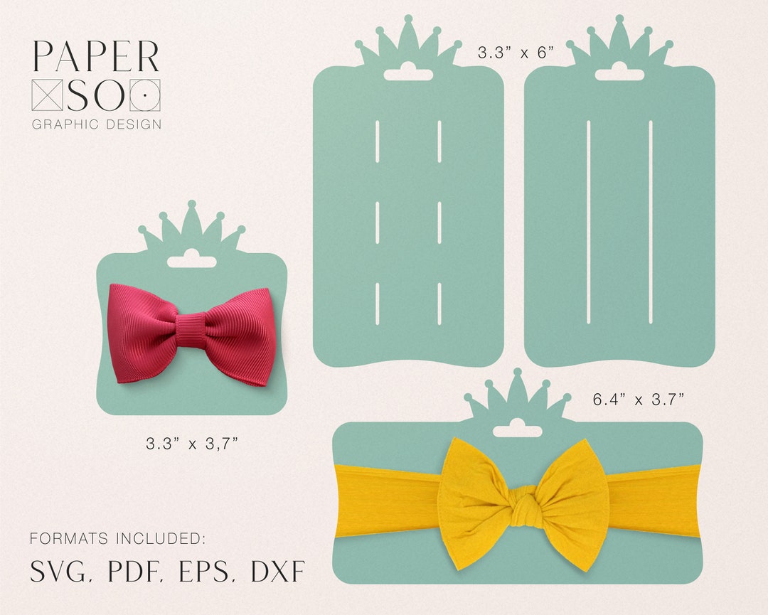 Hair Bow Display Card SVG, Crown Hair Clip Card Template, Hair ...