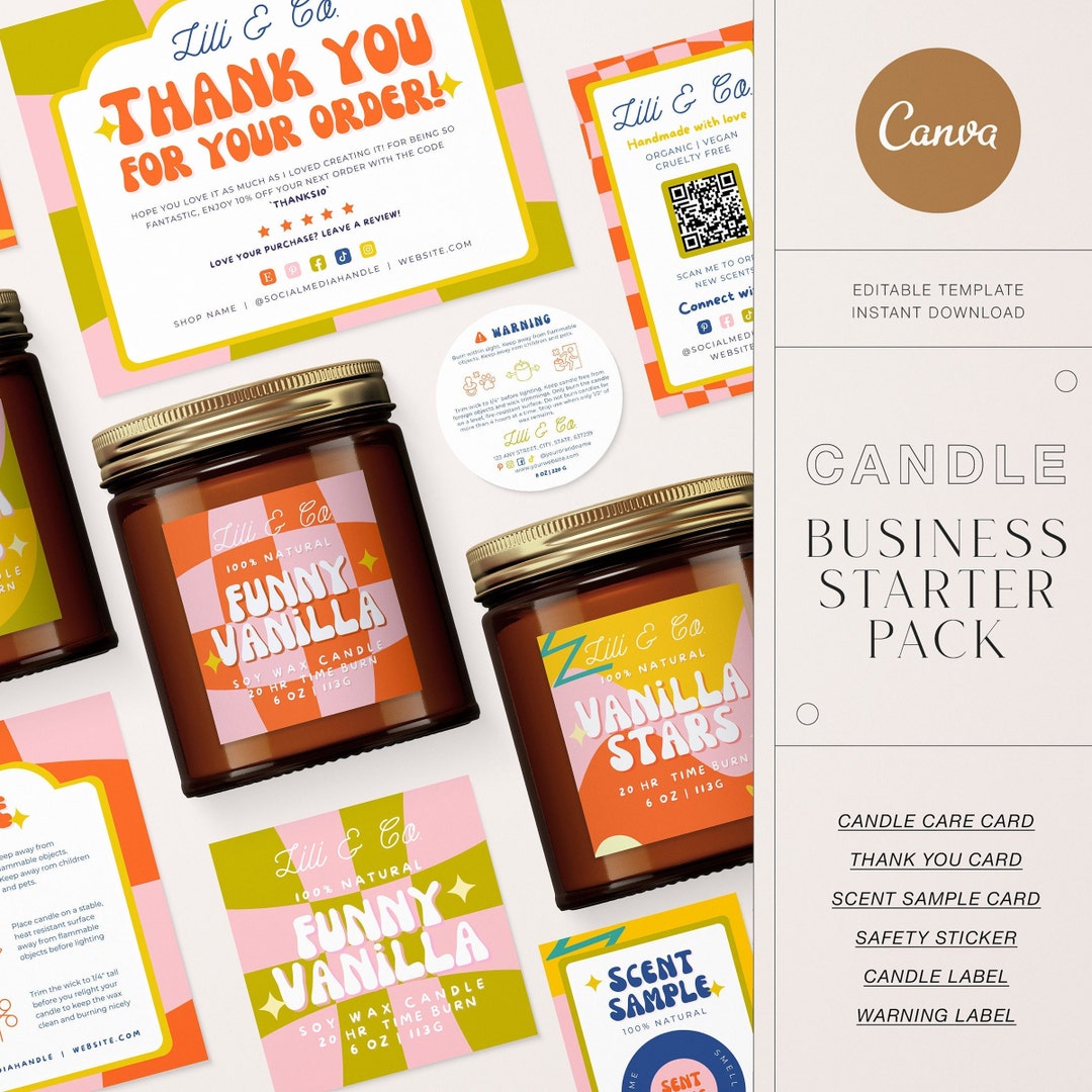 Editable Candle Business Bundle, Candle Branding Bundle, Candle Label ...