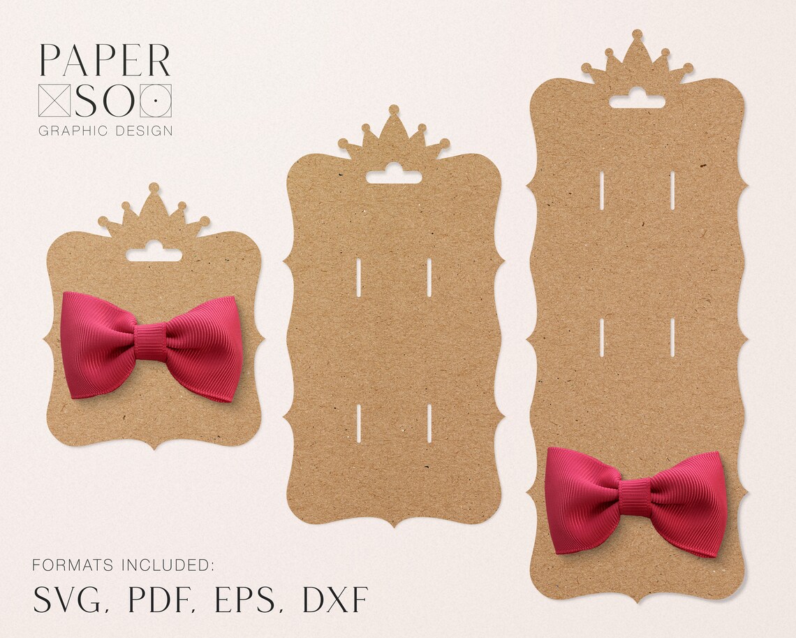 Hair Bow Display Card SVG Crown Hair Clip Card Template Hair - Etsy