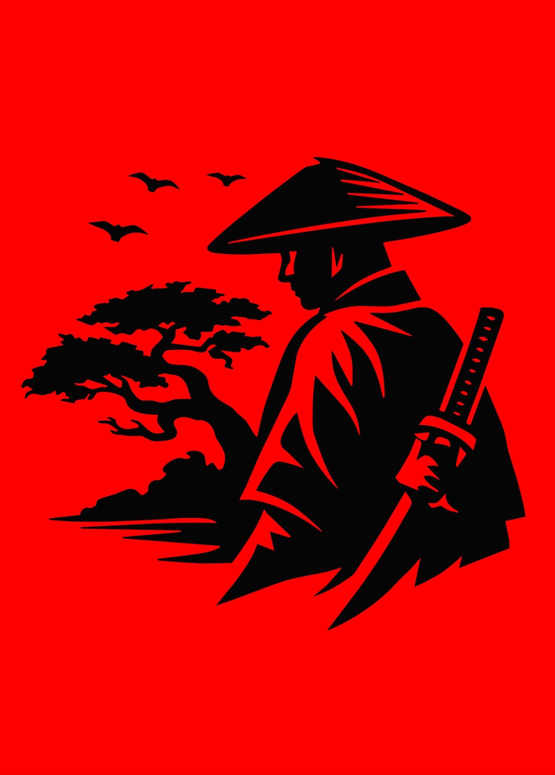 Wandering Ronin Samurai SVG PNG Japanese Warrior Straw Hat Bonsai Zen ...
