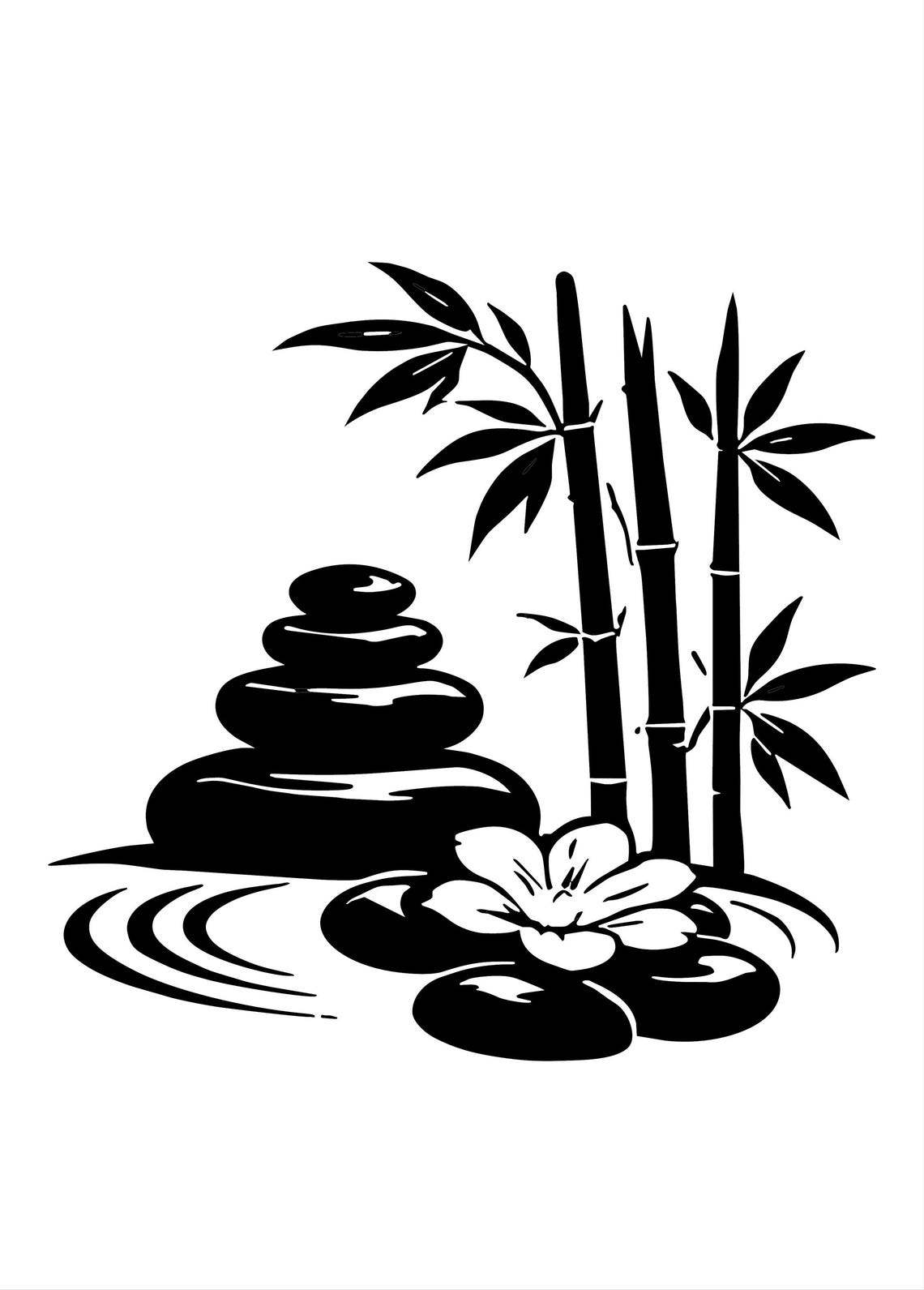 Zen Bamboo Stones SVG PNG Minimalist Lotus Meditation Art Japanese Zen ...