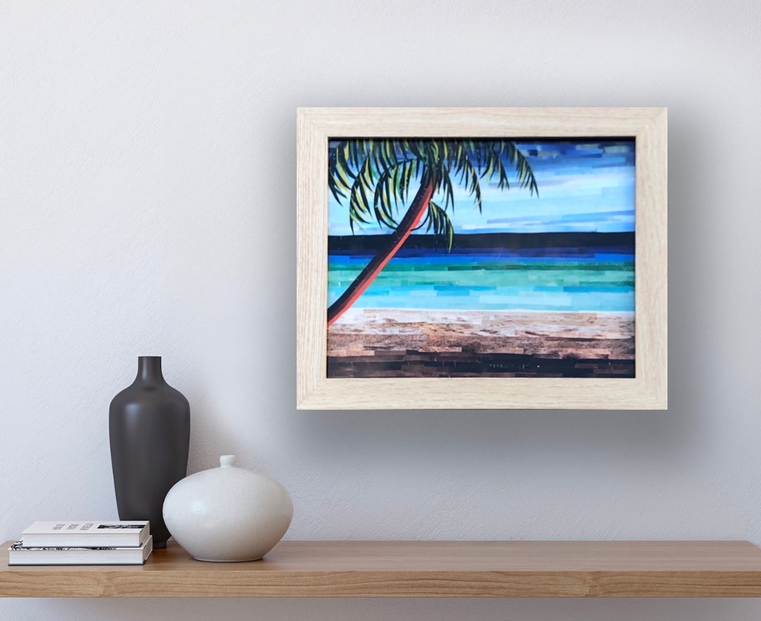Fine Art Print- "the Beach"- Paper Collage on Canvas Print, Original ...