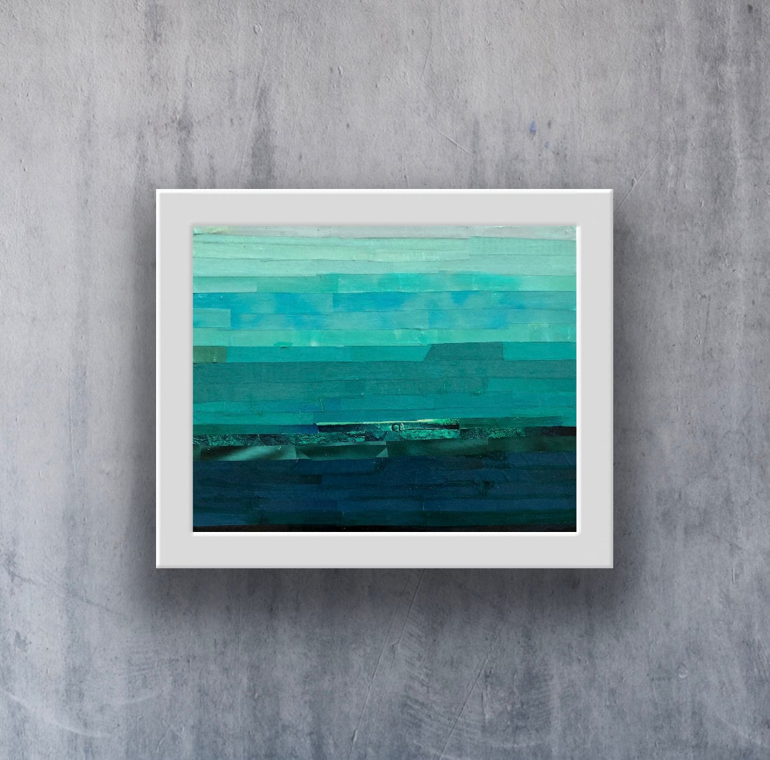 8x10 Turquoises Blue Paper Collage on Canvas-made From Recycled ...