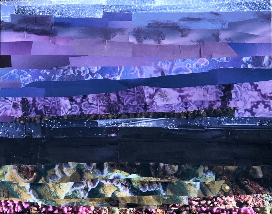 Original Handmade Paper Collage Art Purple 8x10 Wall Art, Fine Art ...