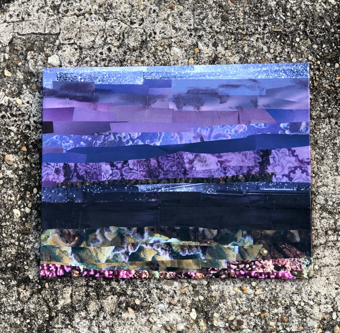 Original Handmade Paper Collage Art Purple 8x10 Wall Art, Fine Art ...