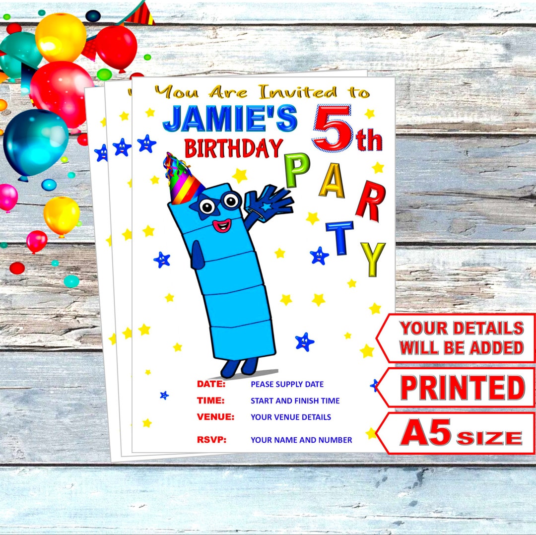 Children's Birthday Party Invitation PRINTED Personalised NUMBERBLOCKS ...