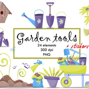 Gardening Tools Clipart Set. PNG - Etsy
