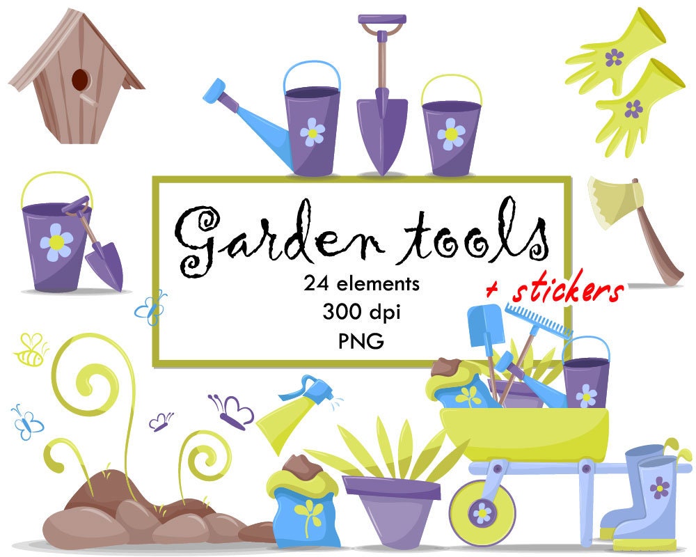 Gardening Tools Clipart Set. PNG - Etsy